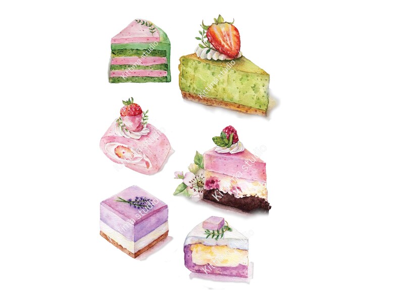 Watercolor Bakery Clipart, Clipart PNG, Digital Download, Dessert ...