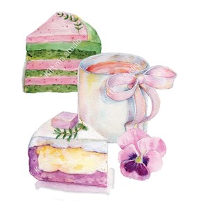 Watercolor Bakery Clipart, Clipart PNG, Digital Download, Dessert ...