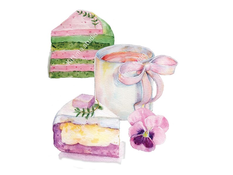 Watercolor Bakery Clipart, Clipart PNG, Digital Download, Dessert ...