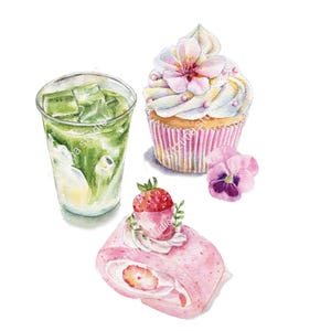 Watercolor Bakery Clipart, Clipart PNG, Digital Download, Dessert ...