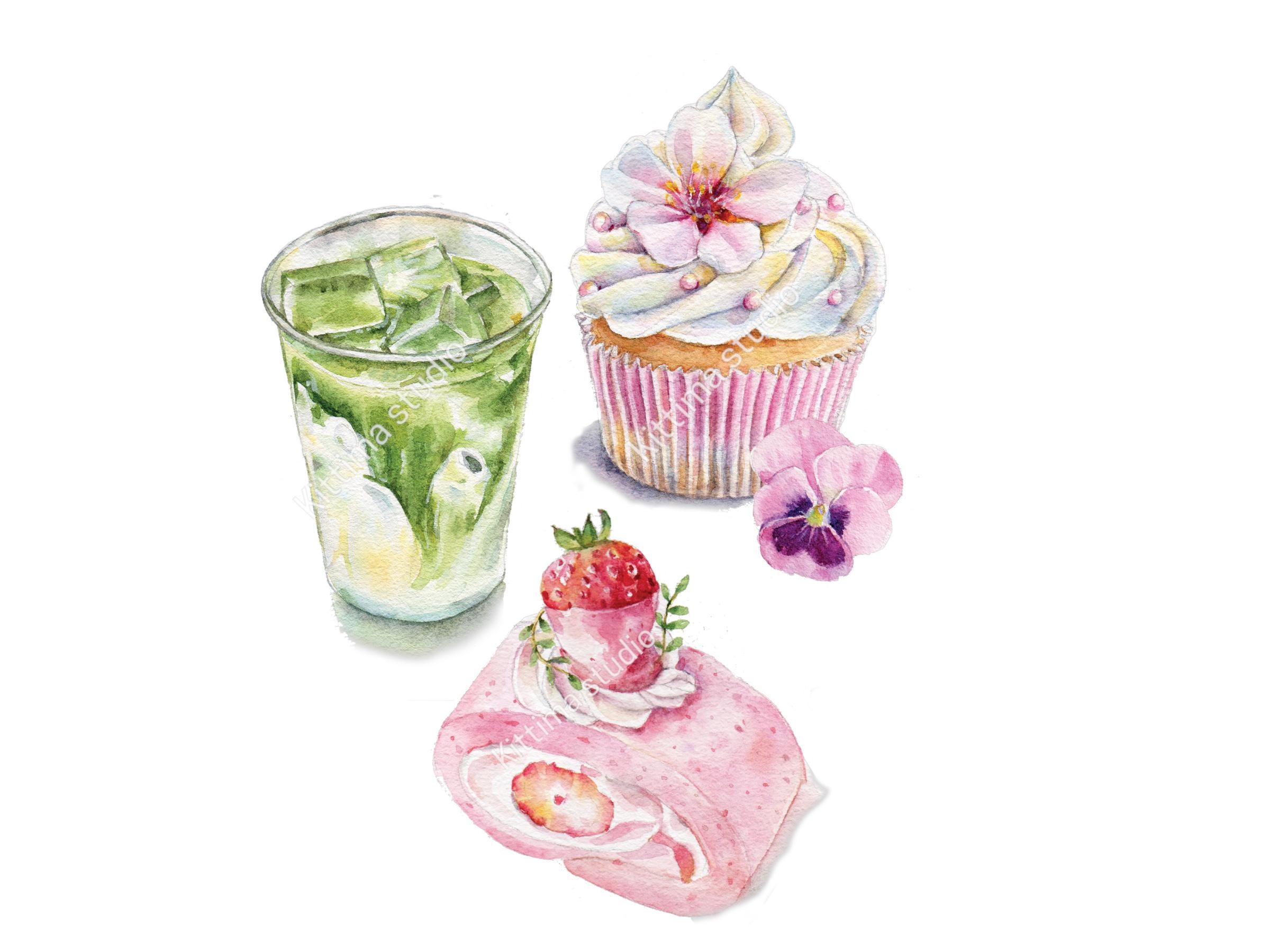 Watercolor Bakery Clipart, Clipart PNG, Digital Download, Dessert ...