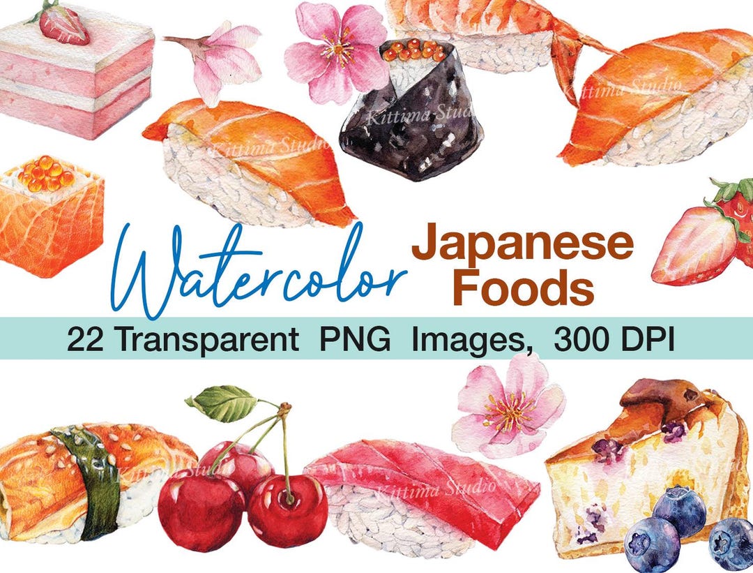 Watercolor Japanese Food,digital Download, Watercolor Painting ...
