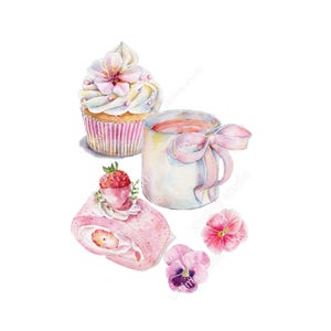 Watercolor Bakery Clipart, Clipart PNG, Digital Download, Dessert ...