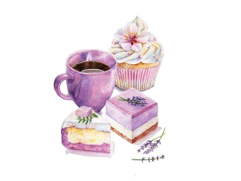 Watercolor Bakery Clipart, Clipart PNG, Digital Download, Dessert ...