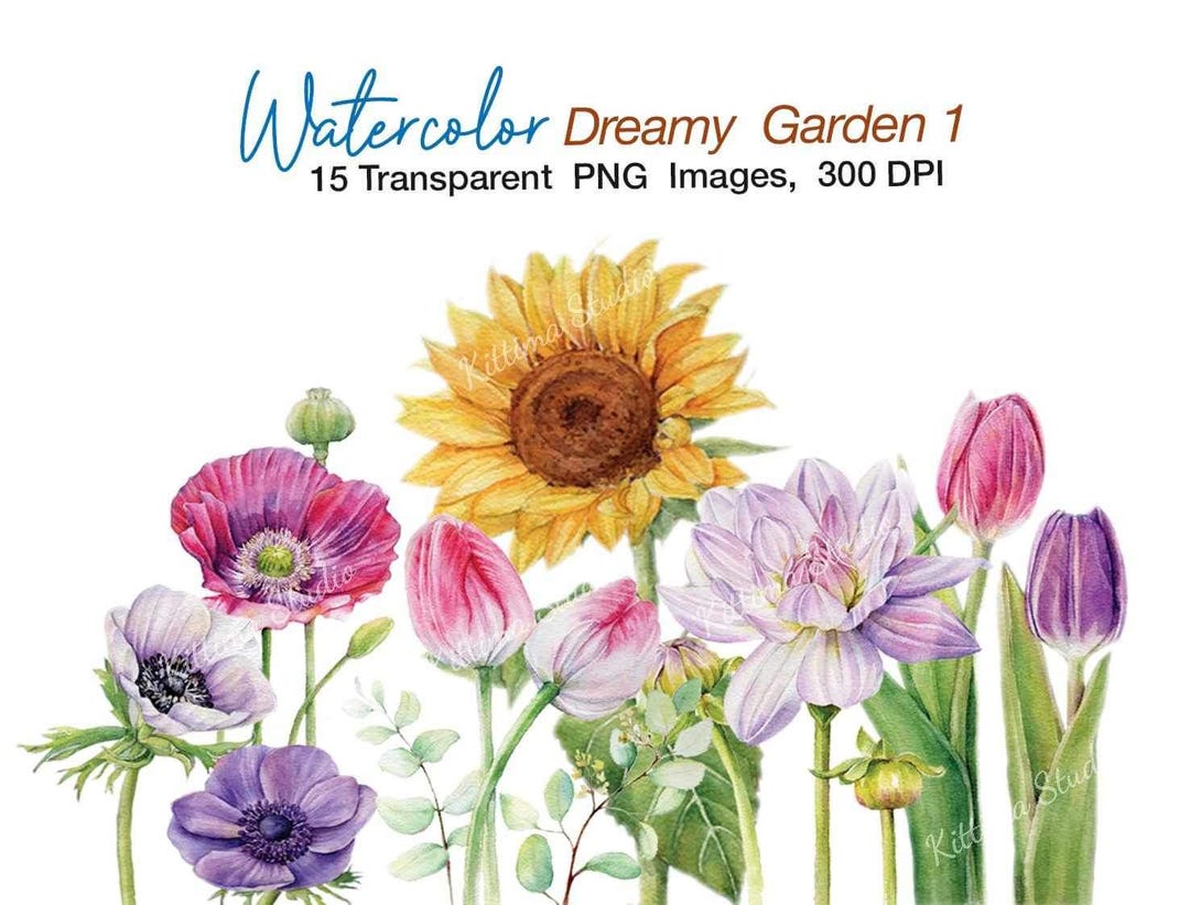 Floral Watercolor Clipart, Digital Download, Botanical, Clipart ...