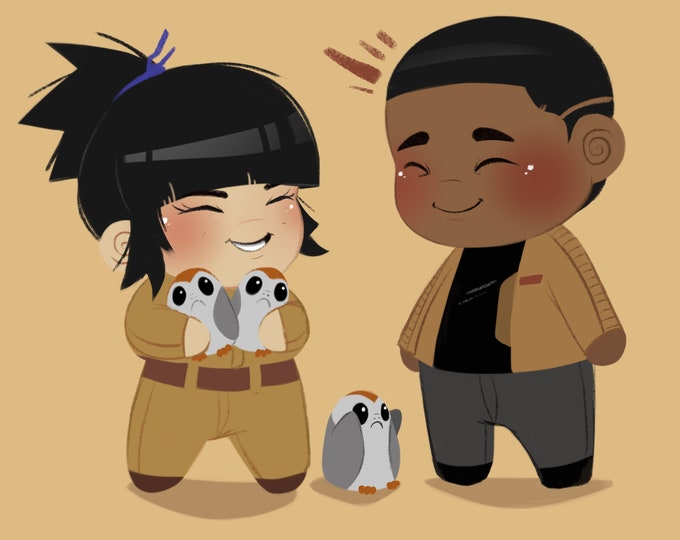 Limited Edition: 8x8 Star Wars Finn Rose and Porg Print - Etsy