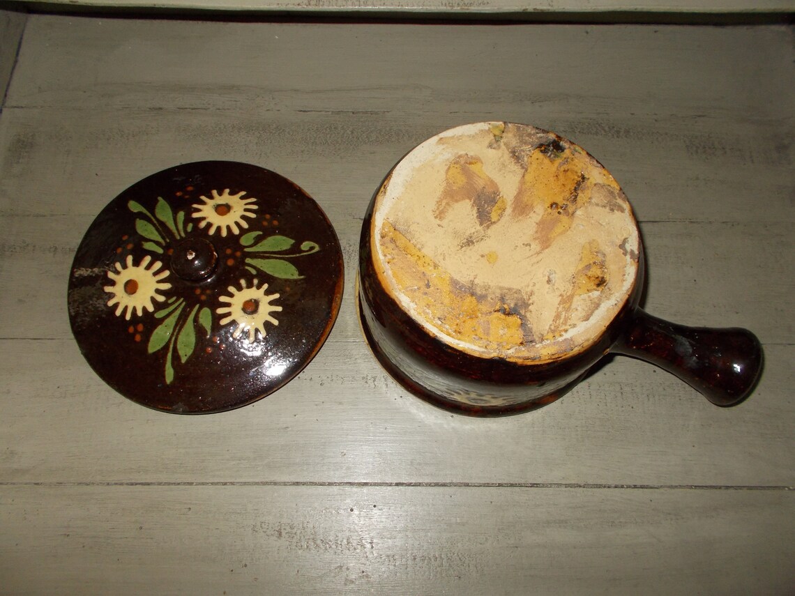 French Alsace Pottery Sauce Pot, With Lid. - Etsy