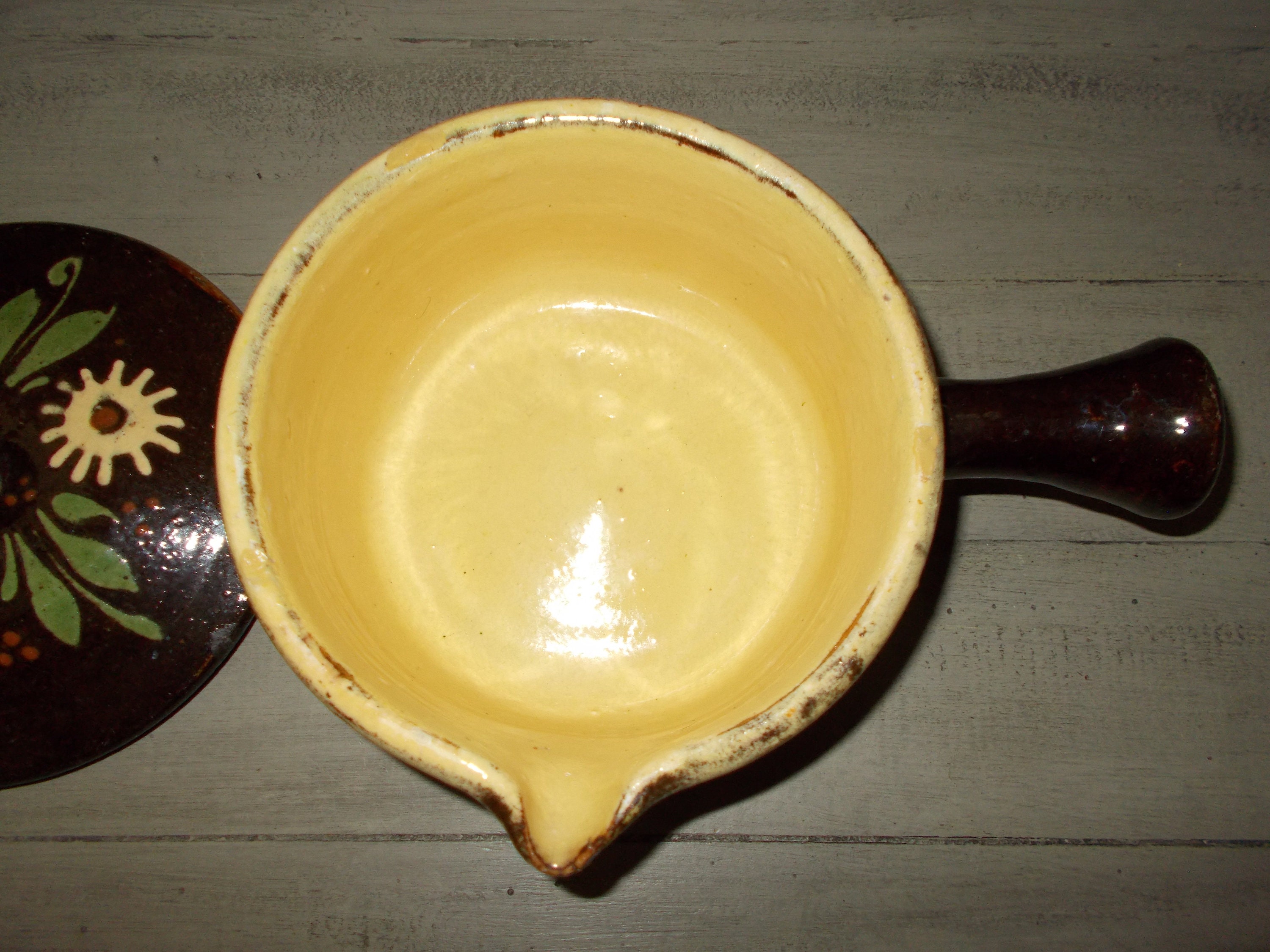 French Alsace Pottery Sauce Pot With Lid. - Etsy