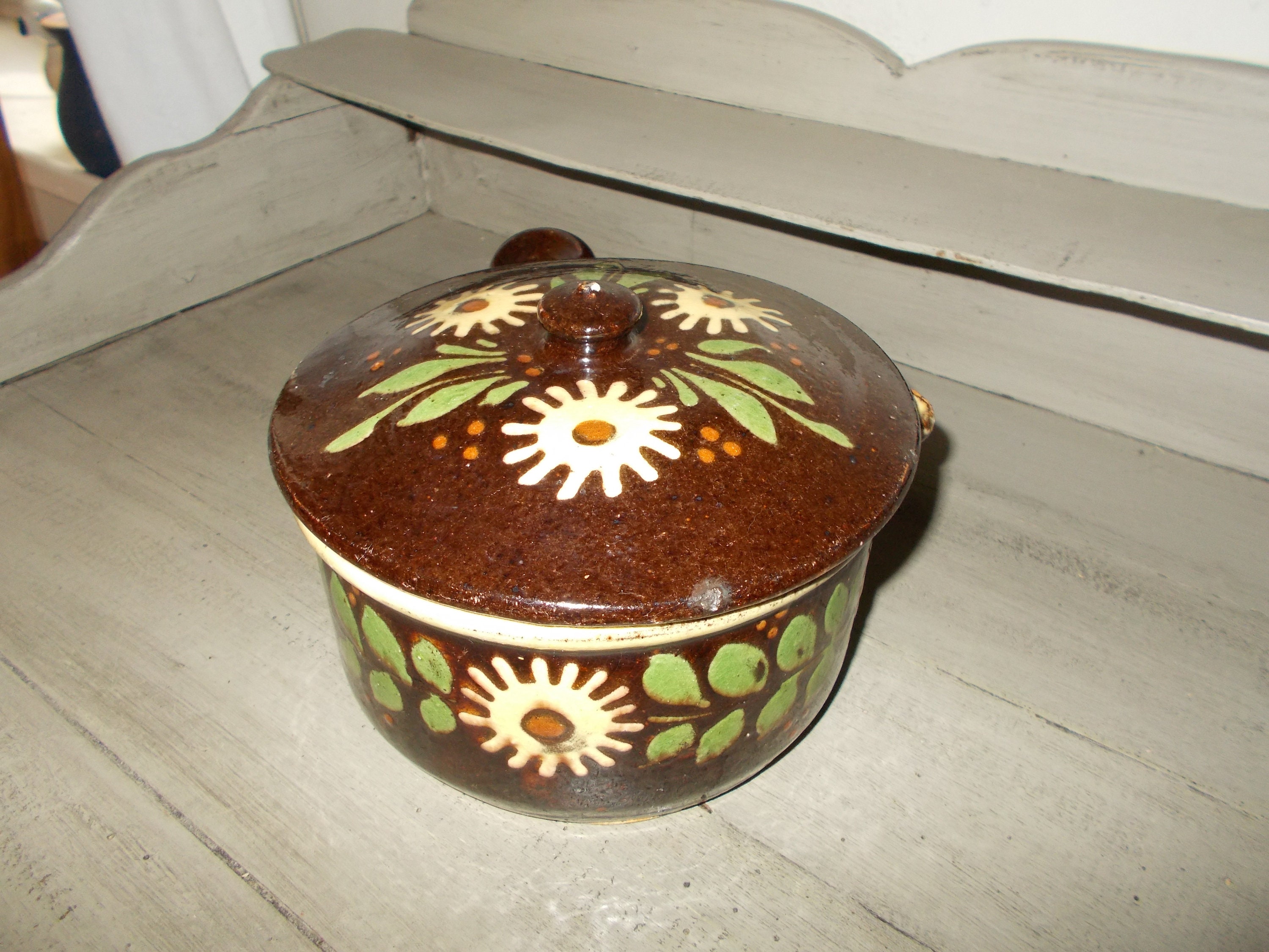 French Alsace Pottery Sauce Pot With Lid. - Etsy