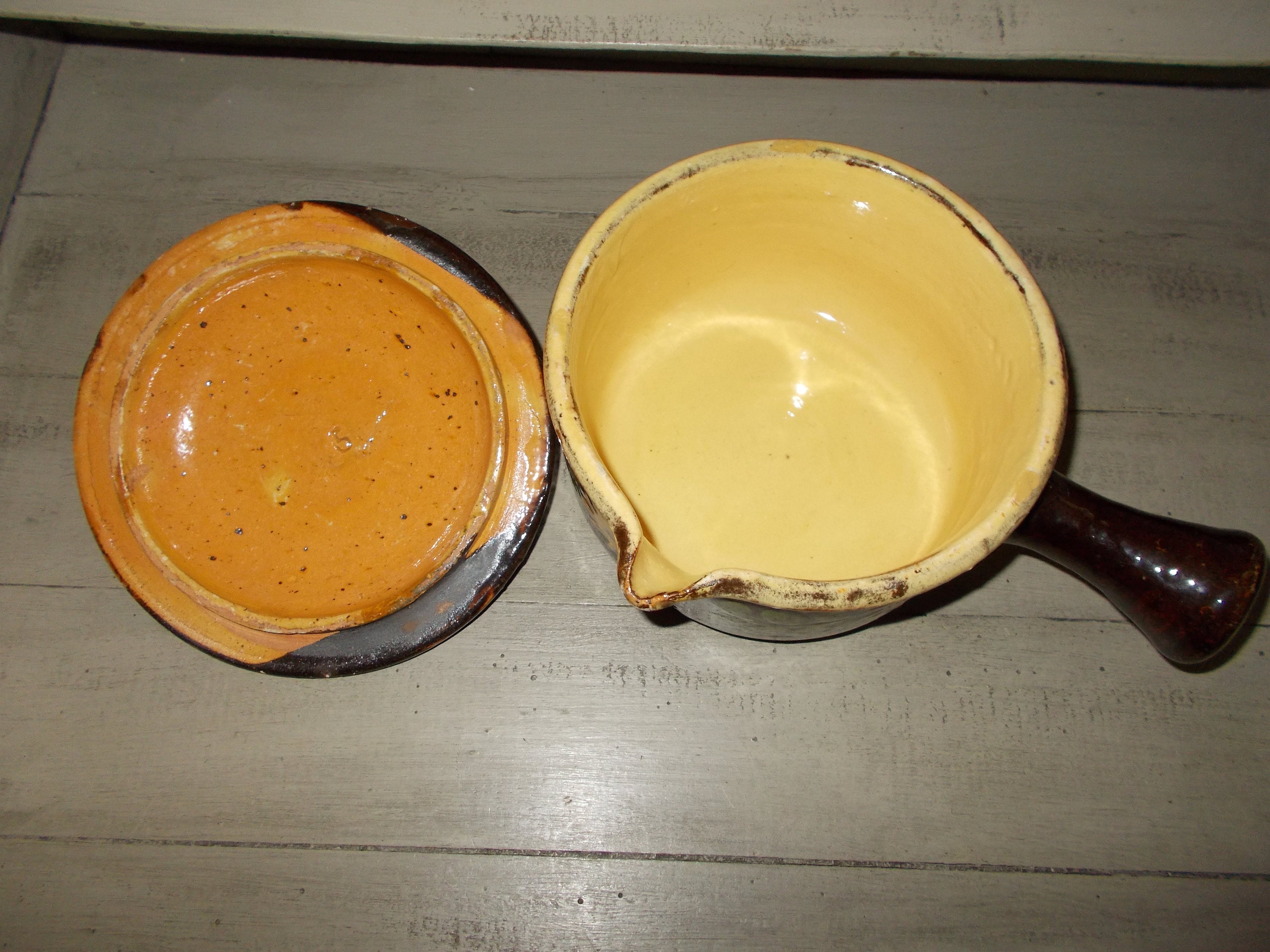 French Alsace Pottery Sauce Pot With Lid. - Etsy