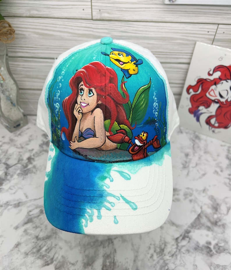 Hand Painted Little Mermaid Baseball Cap - Etsy