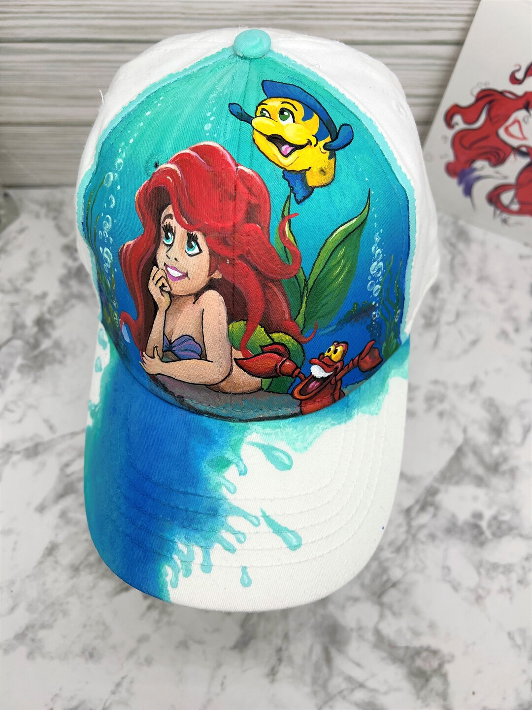 Hand Painted Little Mermaid Baseball Cap - Etsy