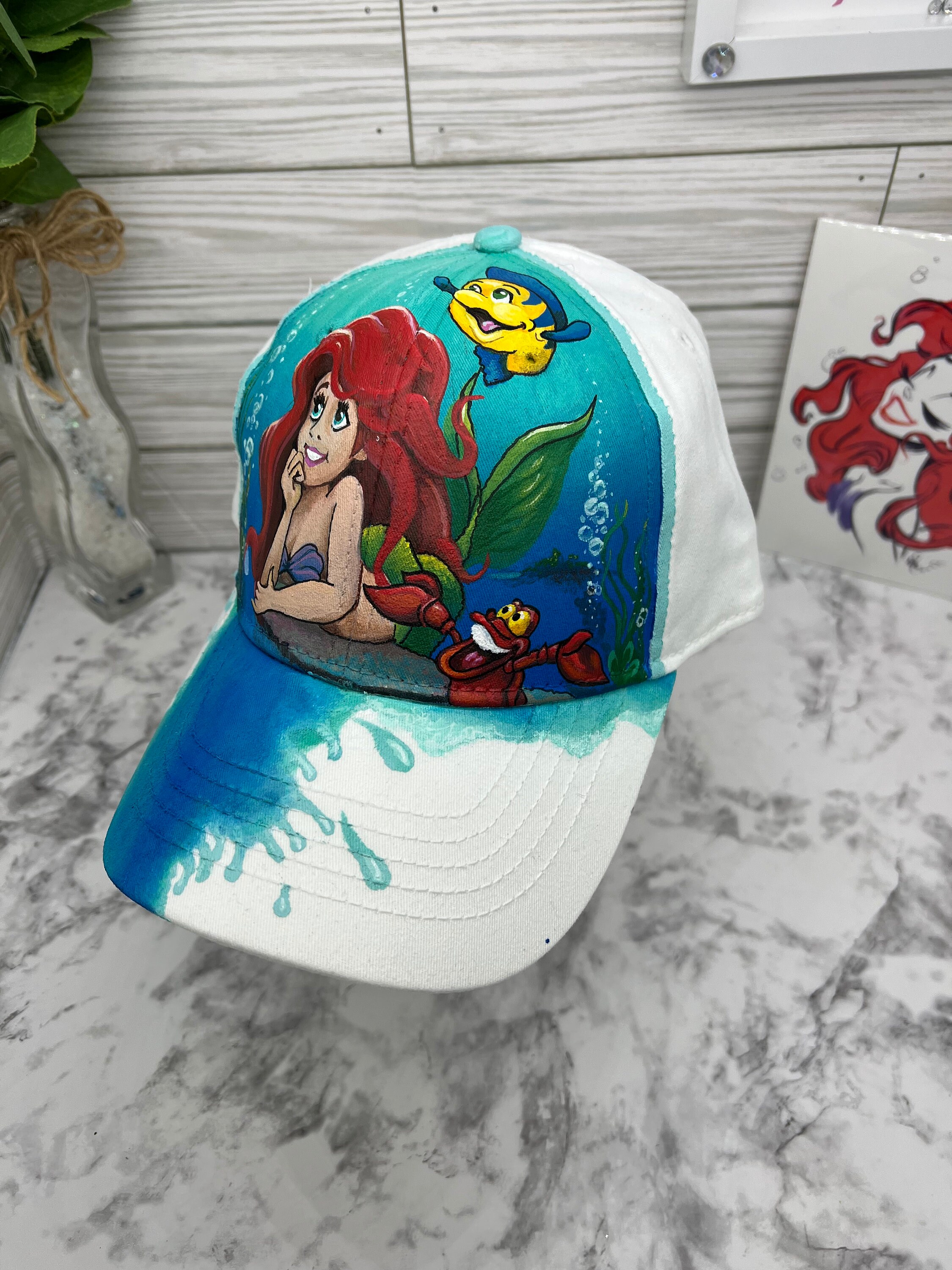 Hand Painted Little Mermaid Baseball Cap - Etsy