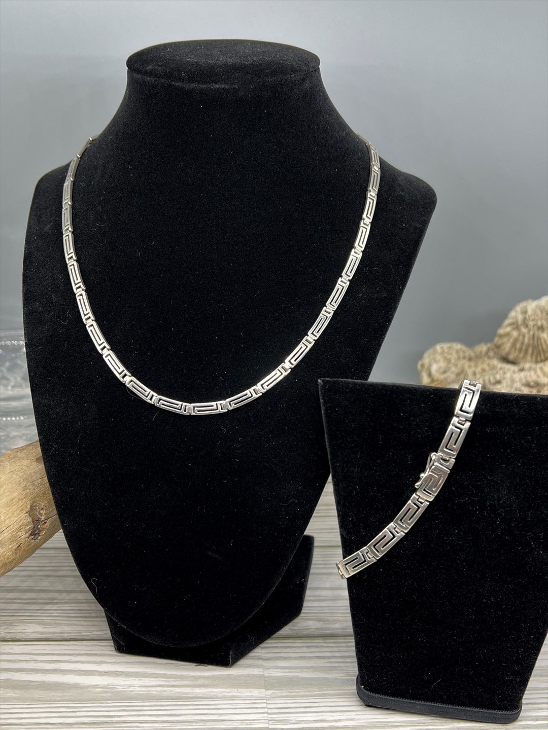 Sterling Silver Meander Greek Key Infinity Necklace and - Etsy