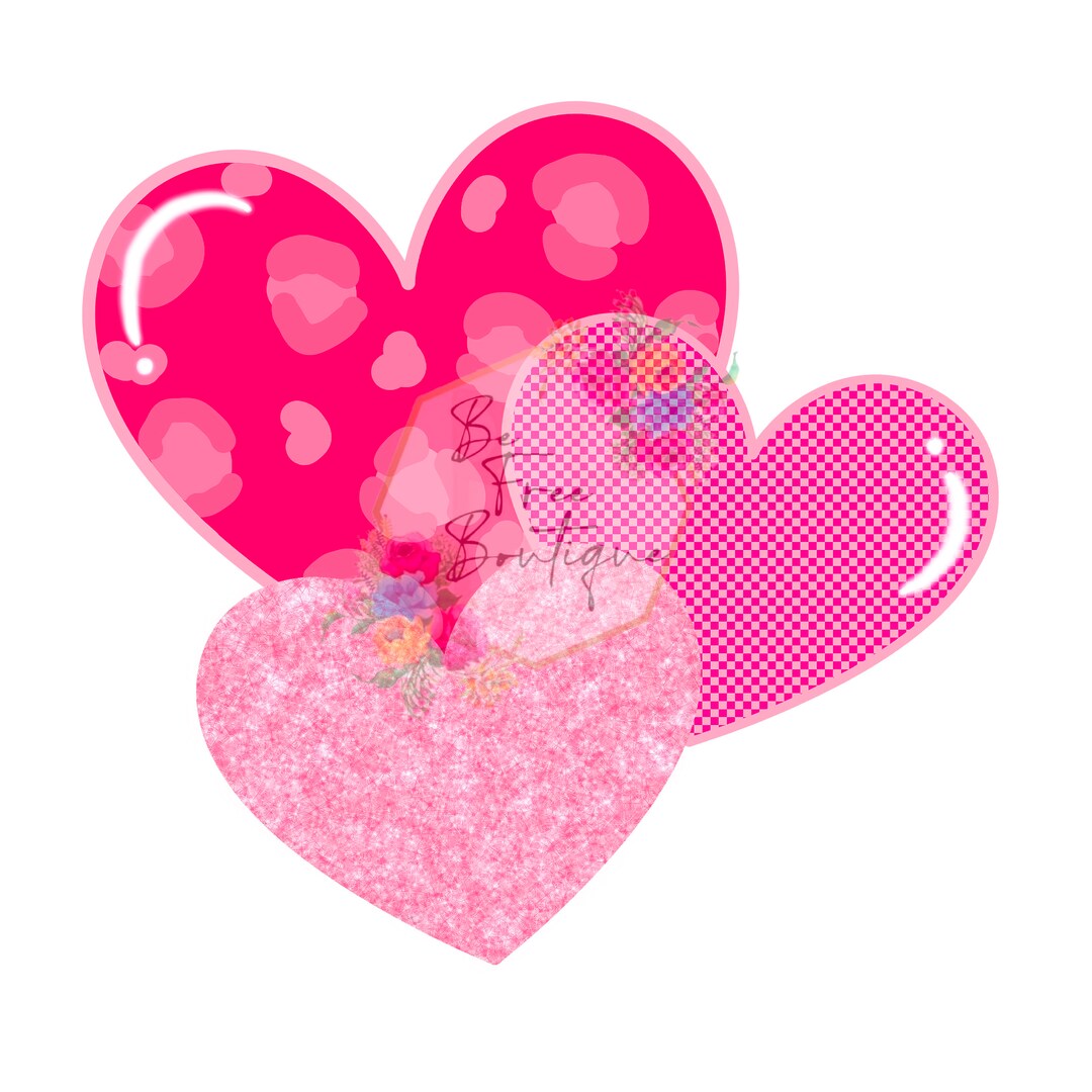 Hearts, Valentine’s Day Png, Pink Hearts, Glitter Png, Digital Download ...