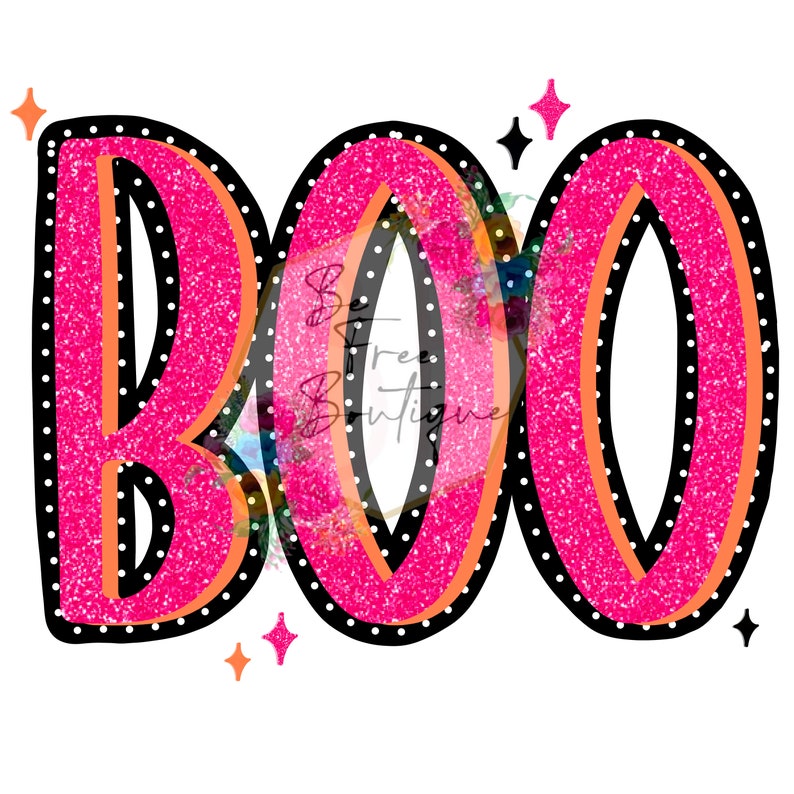 BOO, Halloween Png, Pink, Orange, Ghost, Halloween, Cute, Dots, Preppy ...