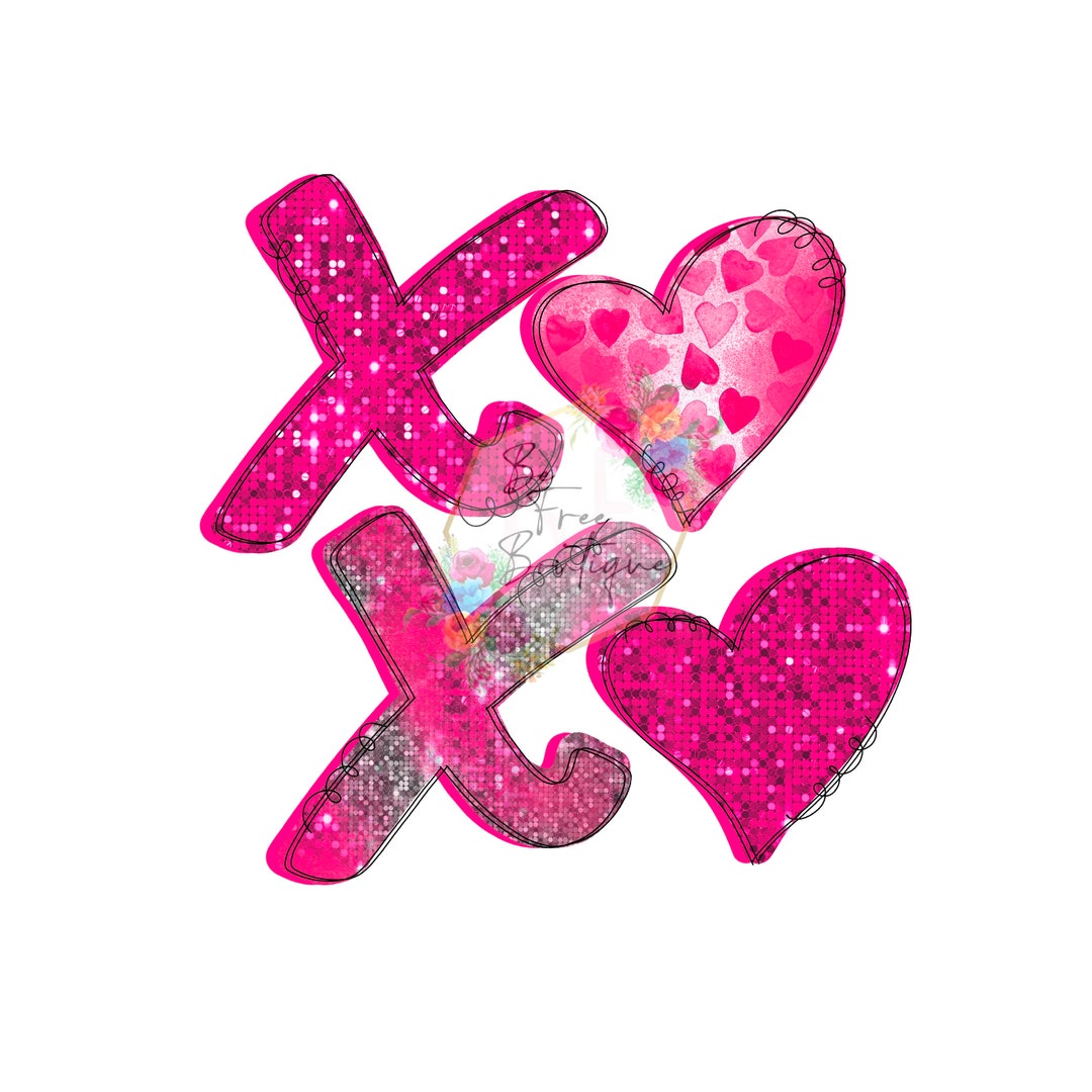 XOXO, Valentine’s Day, Valentines, Png, Faux Sequin, Hearts, Pink, Xo ...