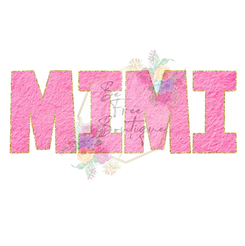 MIMI, Fuzzy, Faux Chenille, Pink, Gold Glitter, Png - Etsy