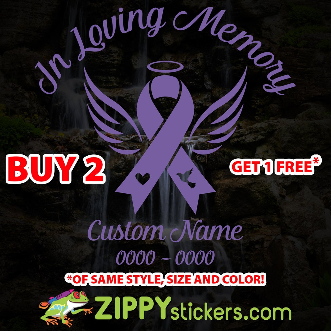 Cancer in Memory of - Memorial Angel Ribbon Vinyl Decal/sticker With ...