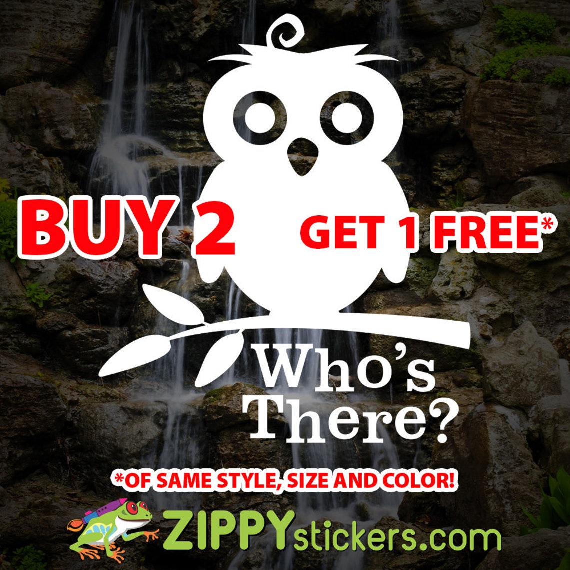 Cute Little Owl - Who's There? Vinyl Decal Sticker, Funny Owl on a ...