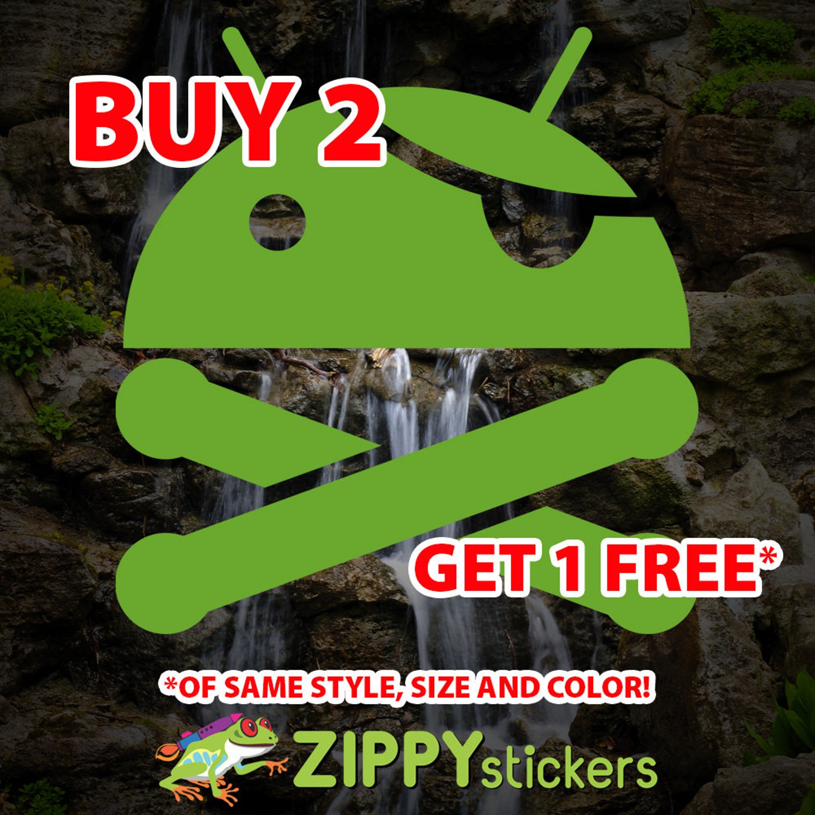 Android Rooted Vinyl Decal Sticker, Android Crossbones, Android Pirate ...