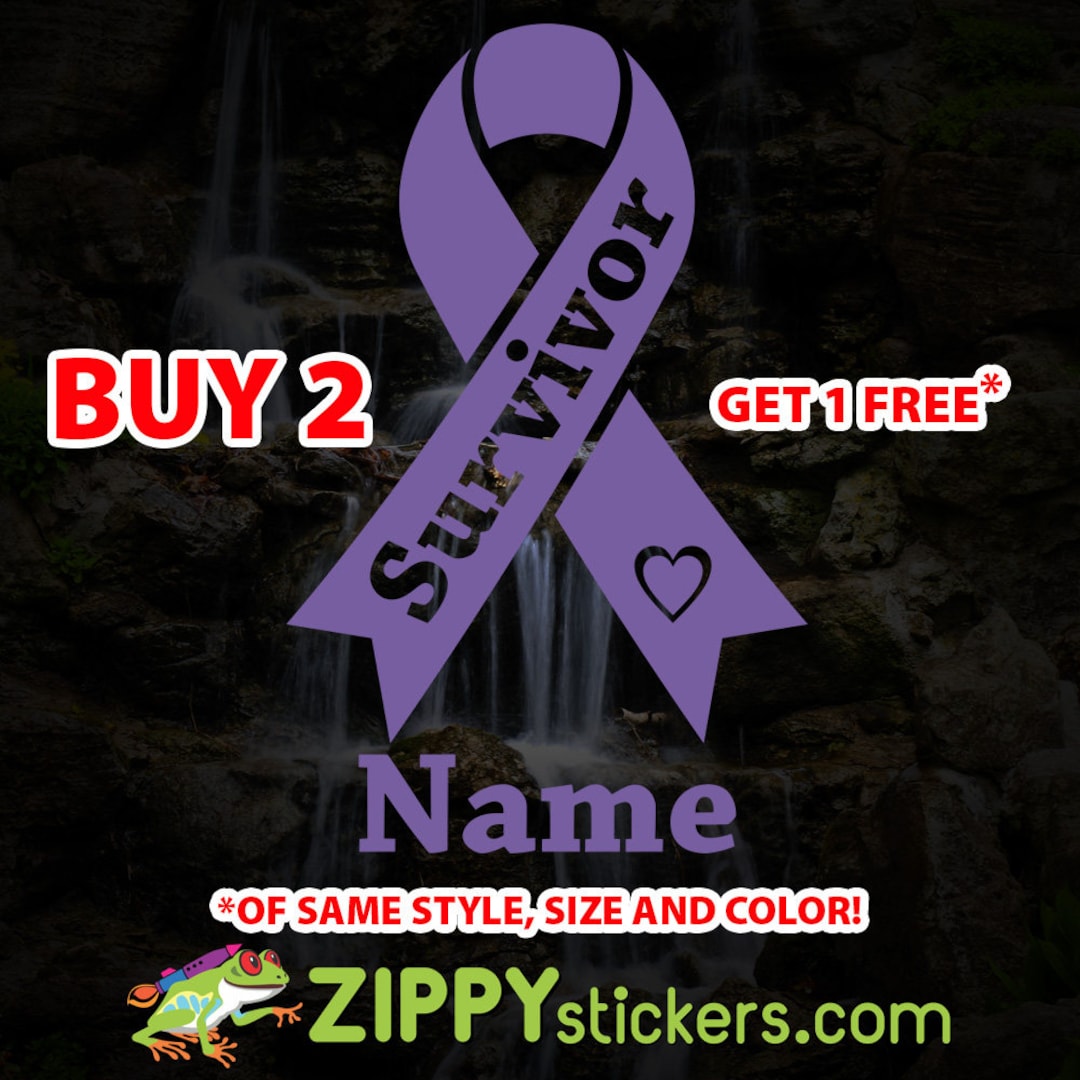 Cancer Survivor Ribbon Vinyl Decal Sticker With Custom Name - Etsy
