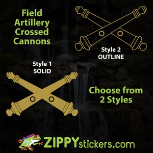 Field Artillery Crossed Cannons Vinyl Decal Sticker, Military Crossed ...