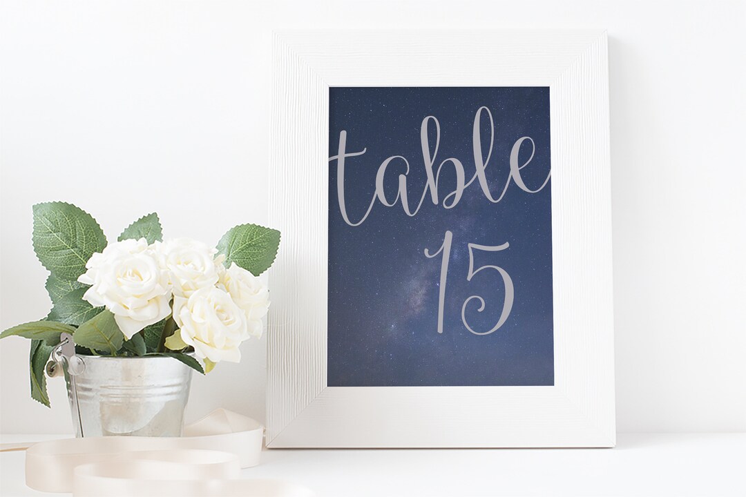Printable Table Number Templates, Navy Blue and Silver Starry Night DIY ...