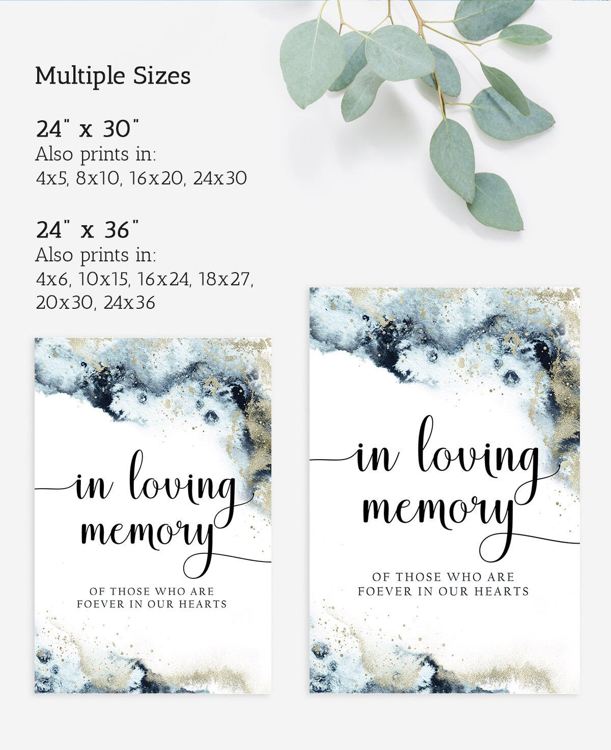 In Loving Memory Sign Printable Memorial Sign Navy Blue and - Etsy Hong ...