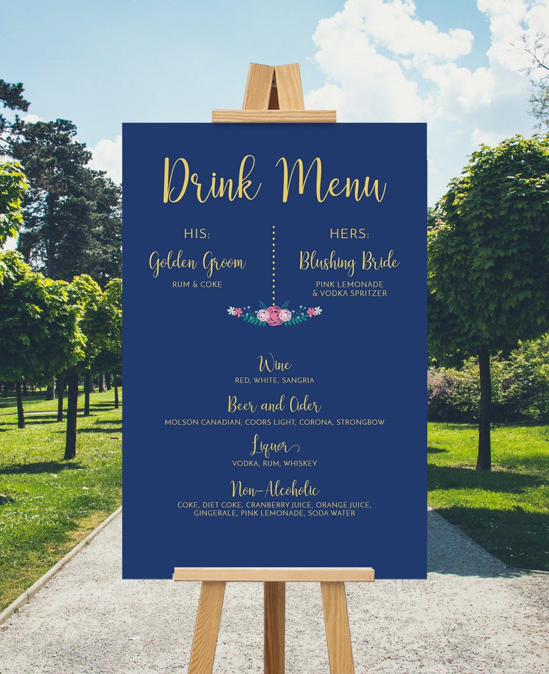 Drink Menu Wedding Bar Sign Bar Menu Sign Signature Drink - Etsy