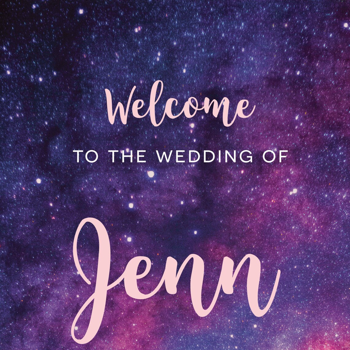 Wedding Welcome Poster, Starry Night Wedding Welcome Sign, Purple and ...