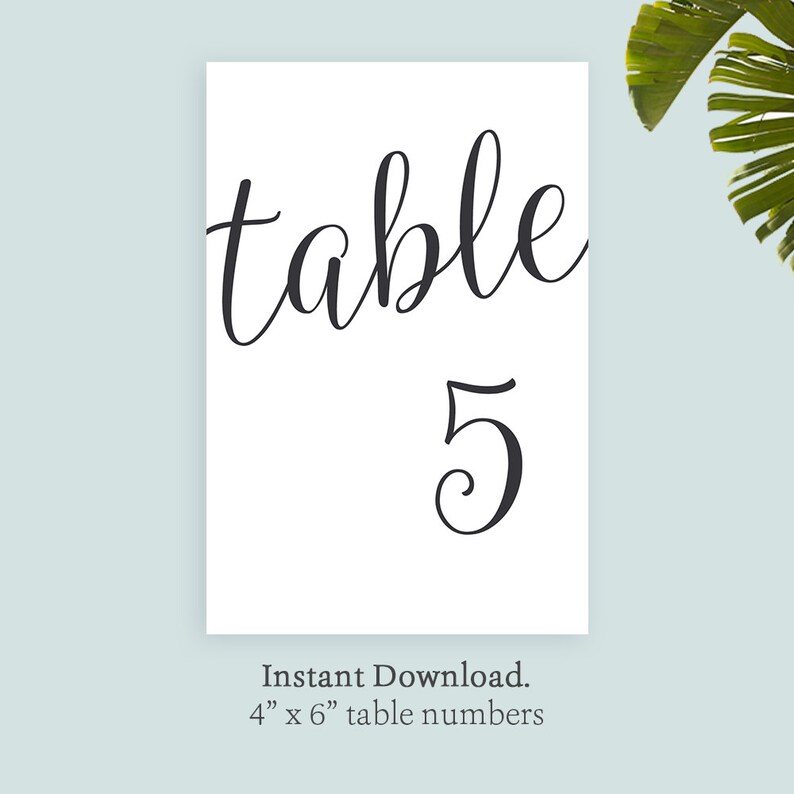Printable Table Number Template 4x6 Black Printable Etsy
