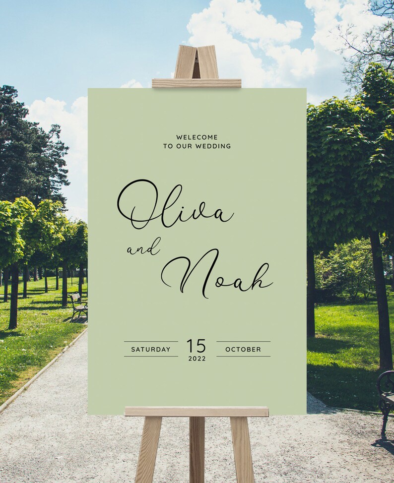 Home & Living Wall Décor Sage Green Modern Minimalist Wedding Welcome ...