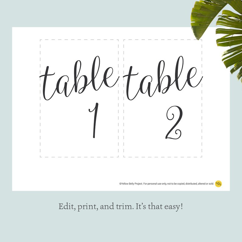 Printable Table Number Template 4x6 Black Printable - Etsy