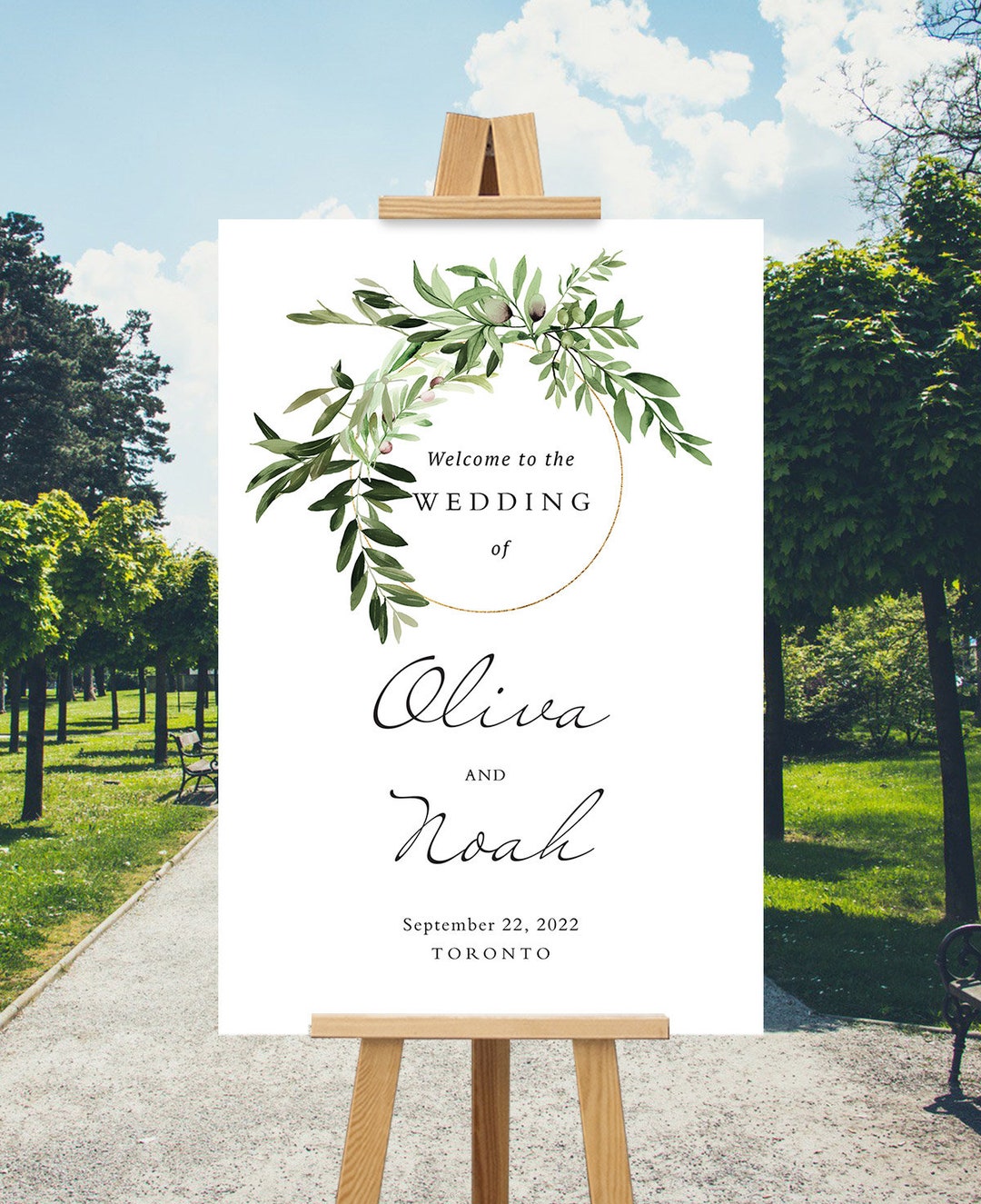 Wedding Welcome Poster, Greenery Welcome Sign, Rehearsal Dinner Welcome ...
