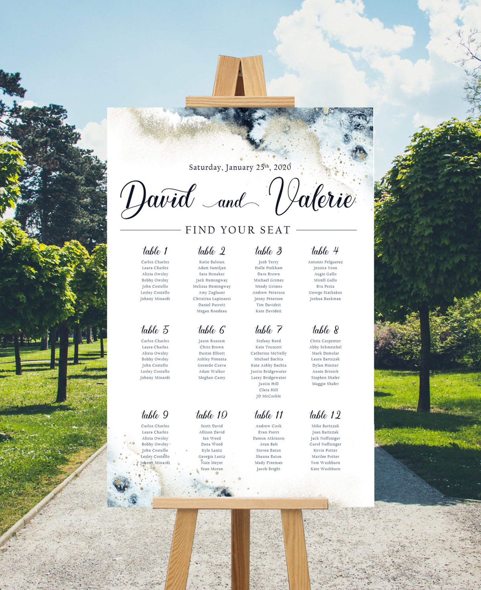 Wedding Seating Chart Sign Wedding Seating Poster Guest List | Etsy