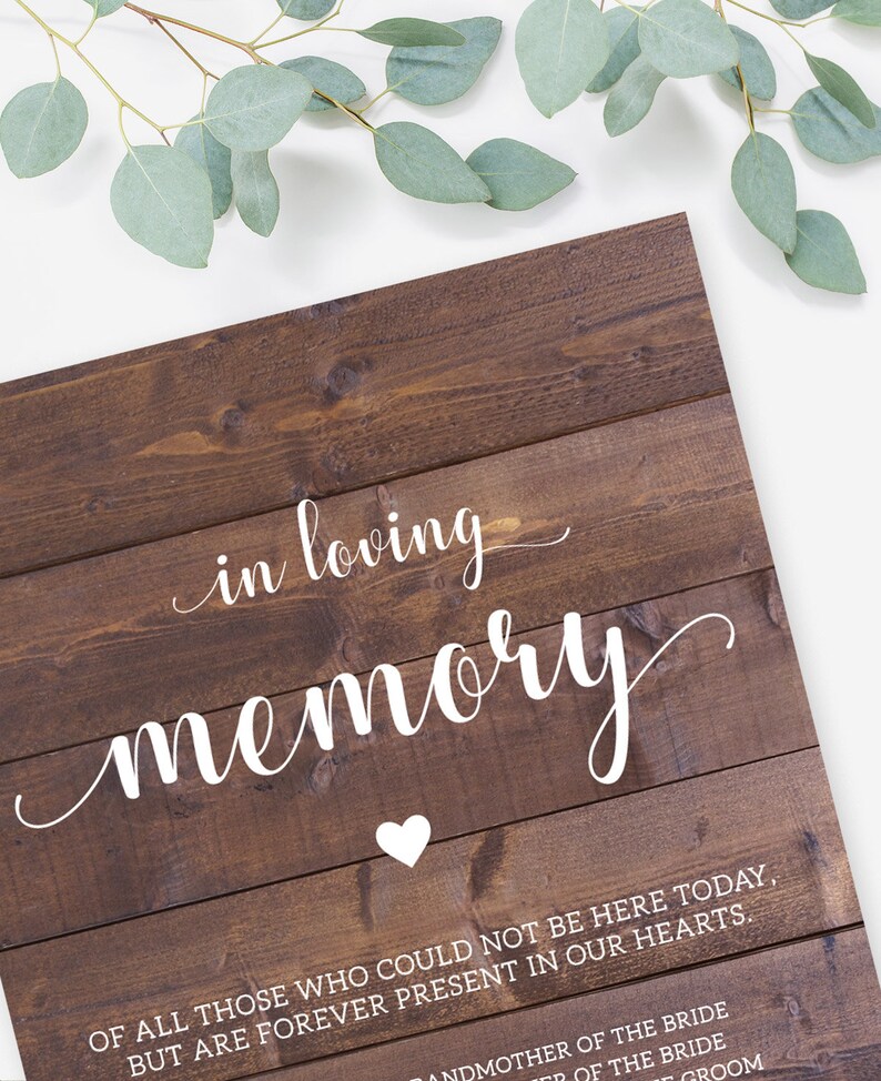 Wood in Loving Memory Sign Rustic Memory Table Memorial | Etsy Australia