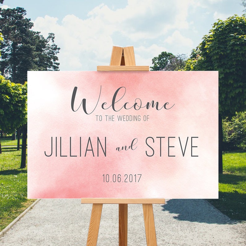 Blush Pink Wedding Welcome Sign CUSTOM Printable Welcome - Etsy