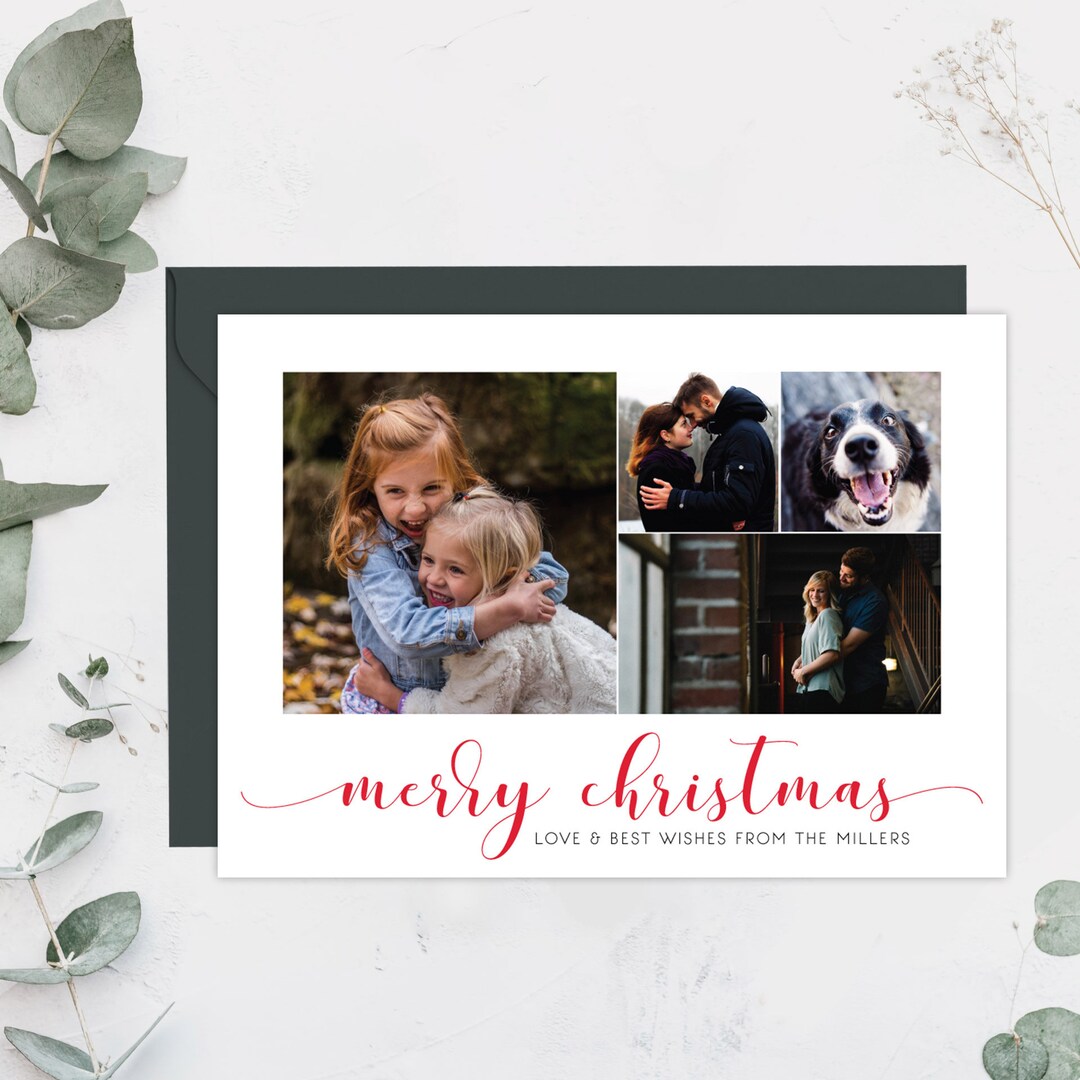 Holiday Card With Photos, Family Collage Holiday Card, Family Christmas ...