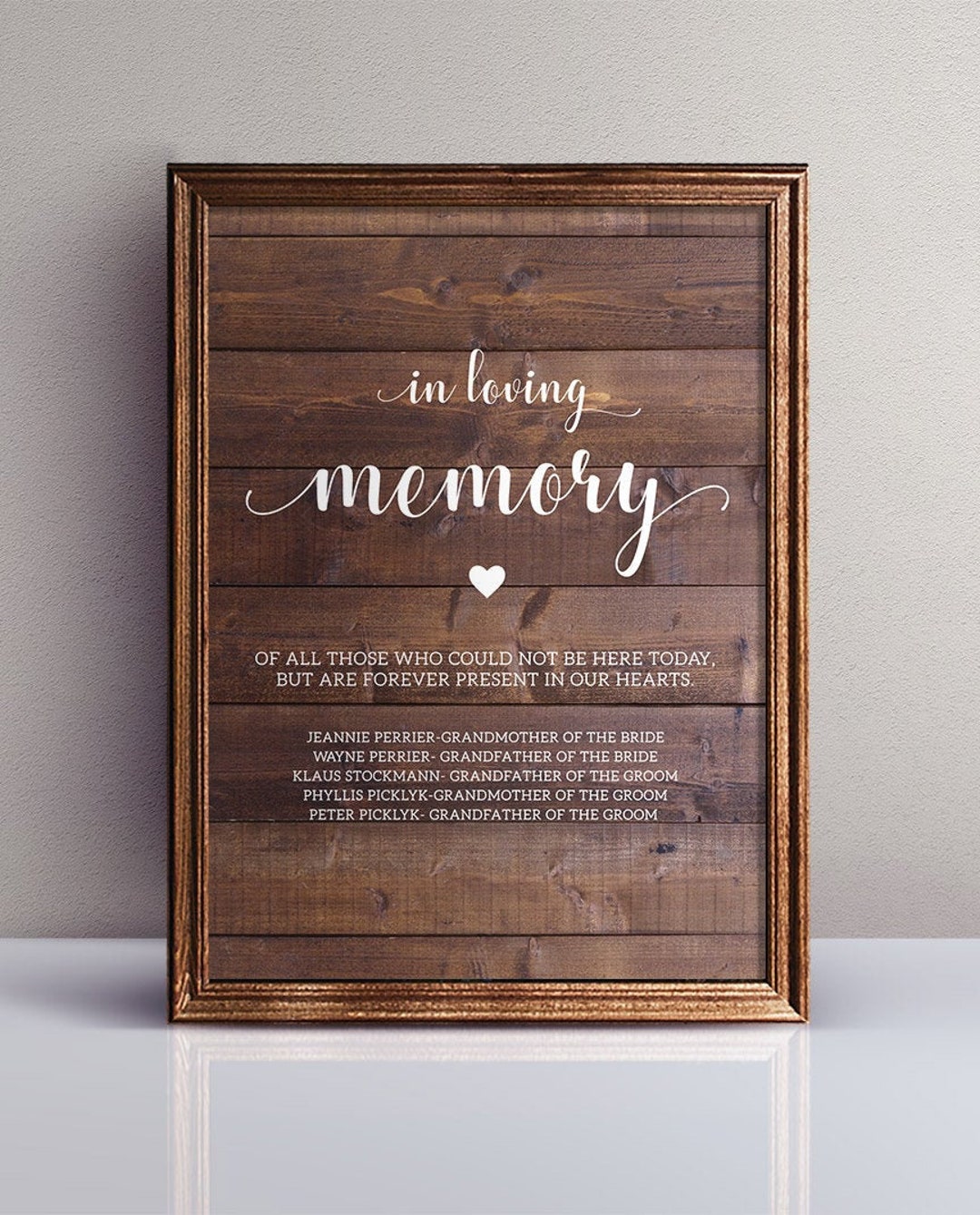 Wood in Loving Memory Sign, Rustic Memory Table, Memorial Sign ...
