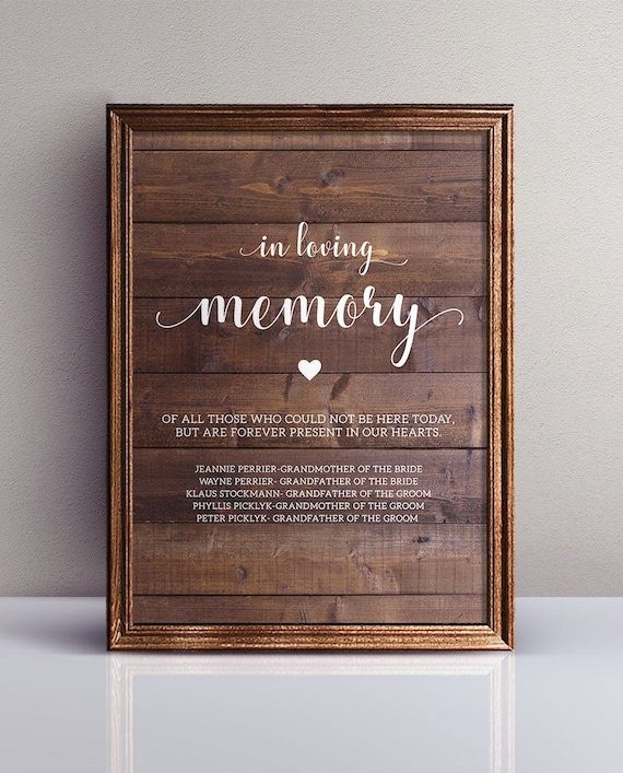 Wood in Loving Memory Sign Rustic Memory Table Memorial | Etsy Canada