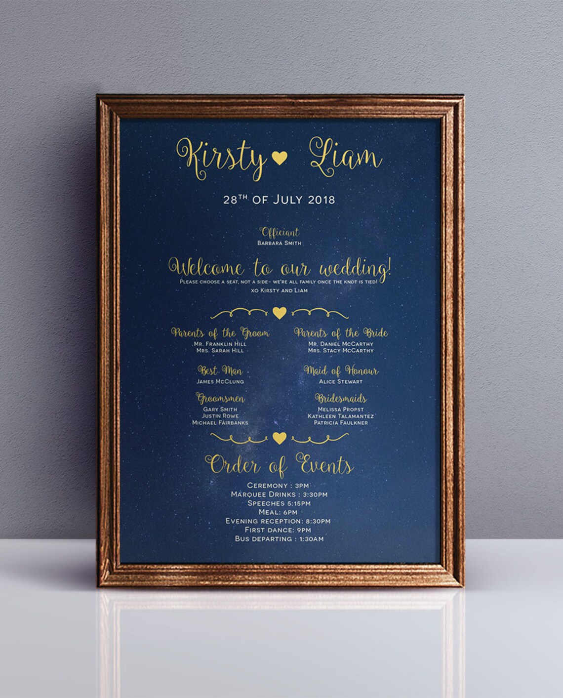 Wedding Program Sign, Bridal Party Poster, Choose a Seat Not a Side ...