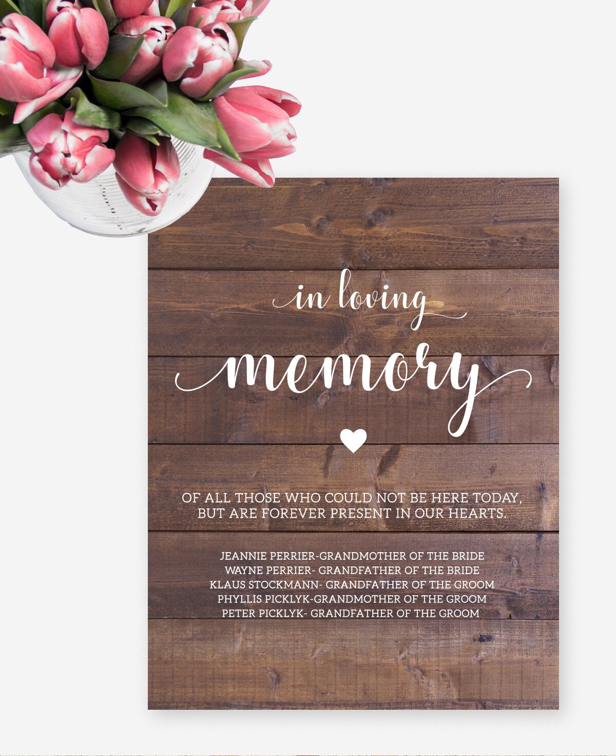 Wood in Loving Memory Sign Rustic Memory Table Memorial | Etsy Canada