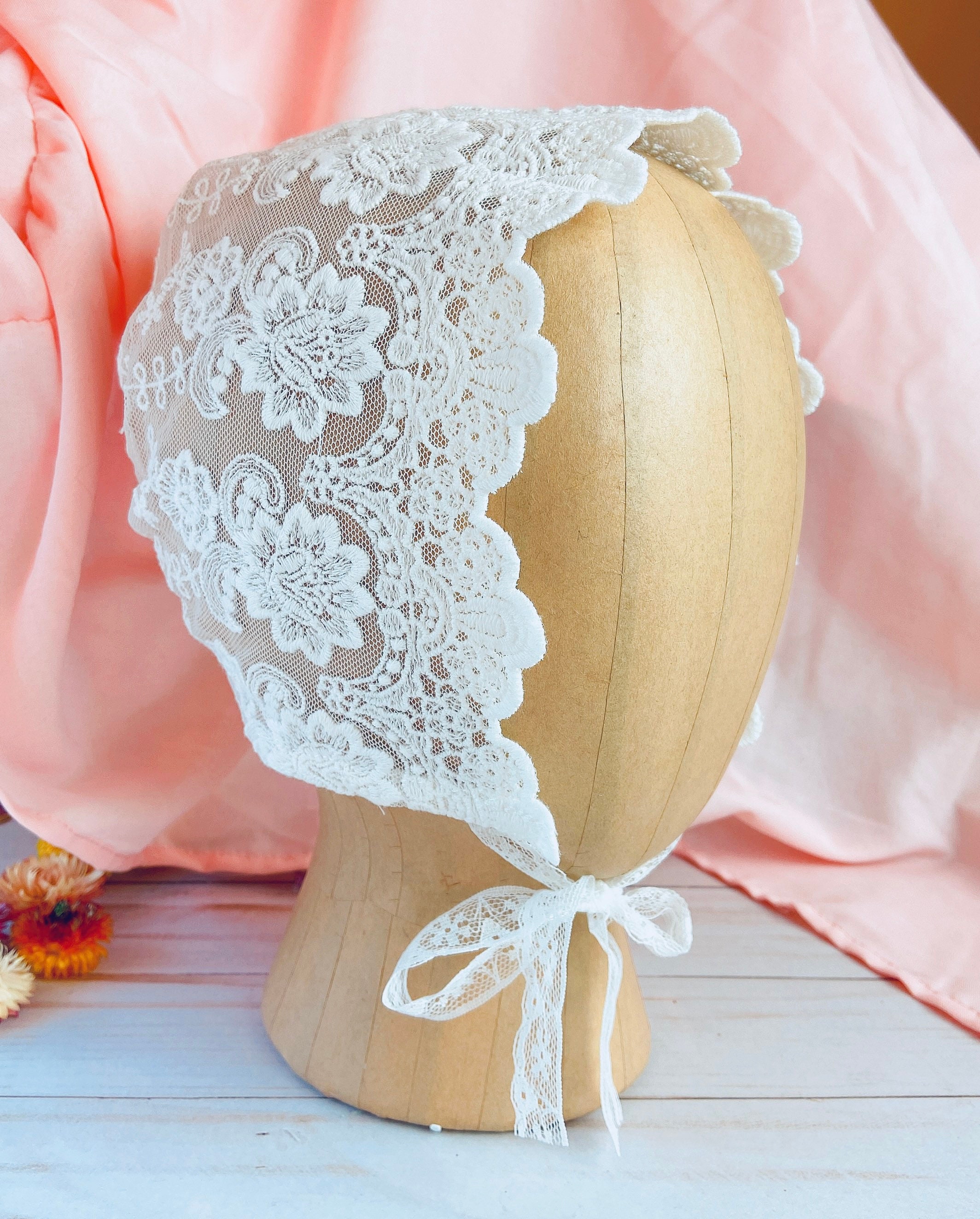 Baby Bonnet White Lace Bonnet Newborn Bonnet Baptism Hat - Etsy