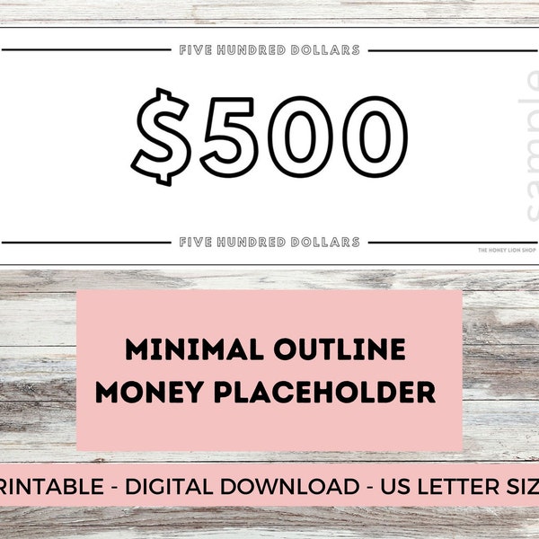 Money Placeholder Printable - Etsy