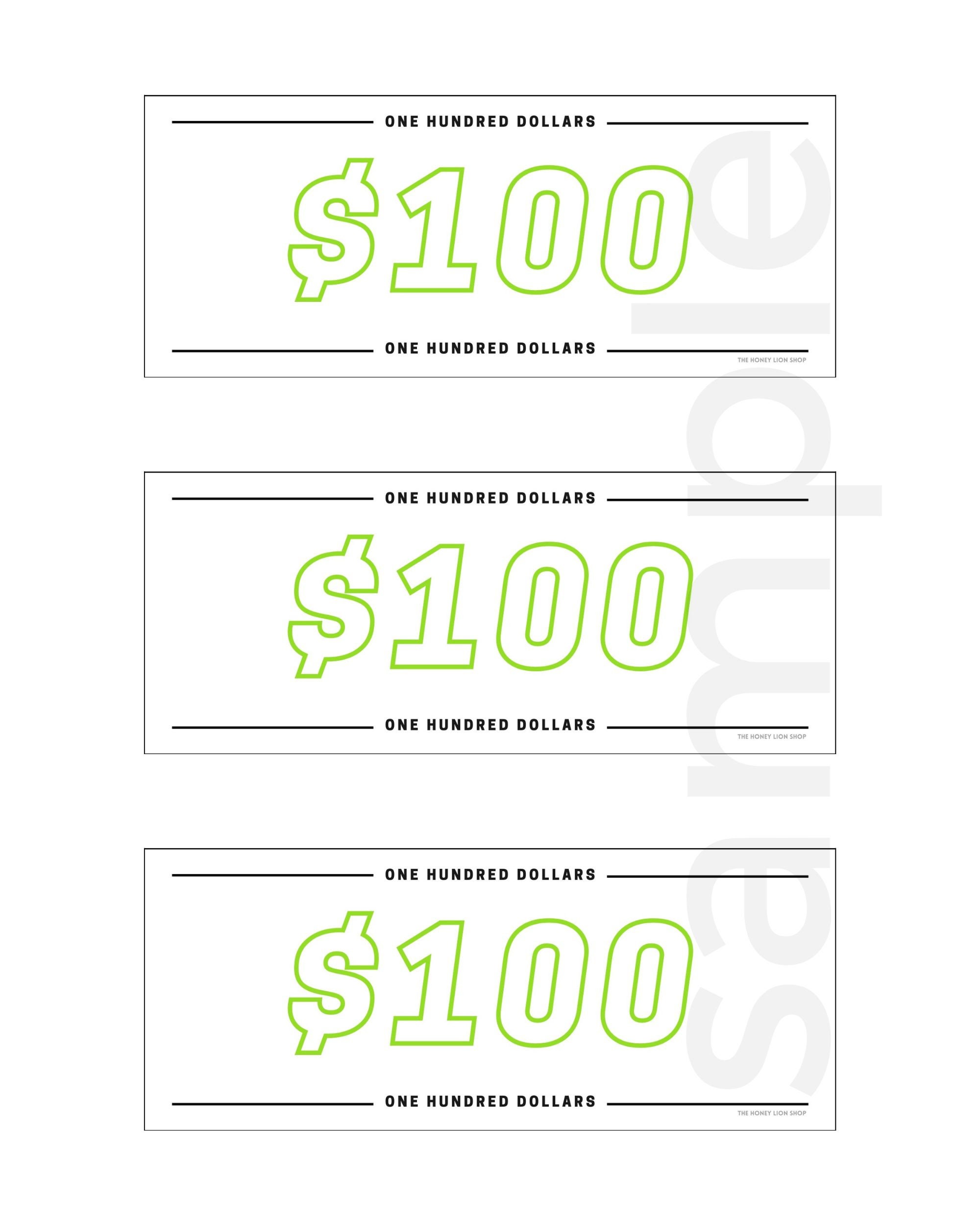 Neon Green Money Placeholder Printable FAKE MONEY 100 - Etsy