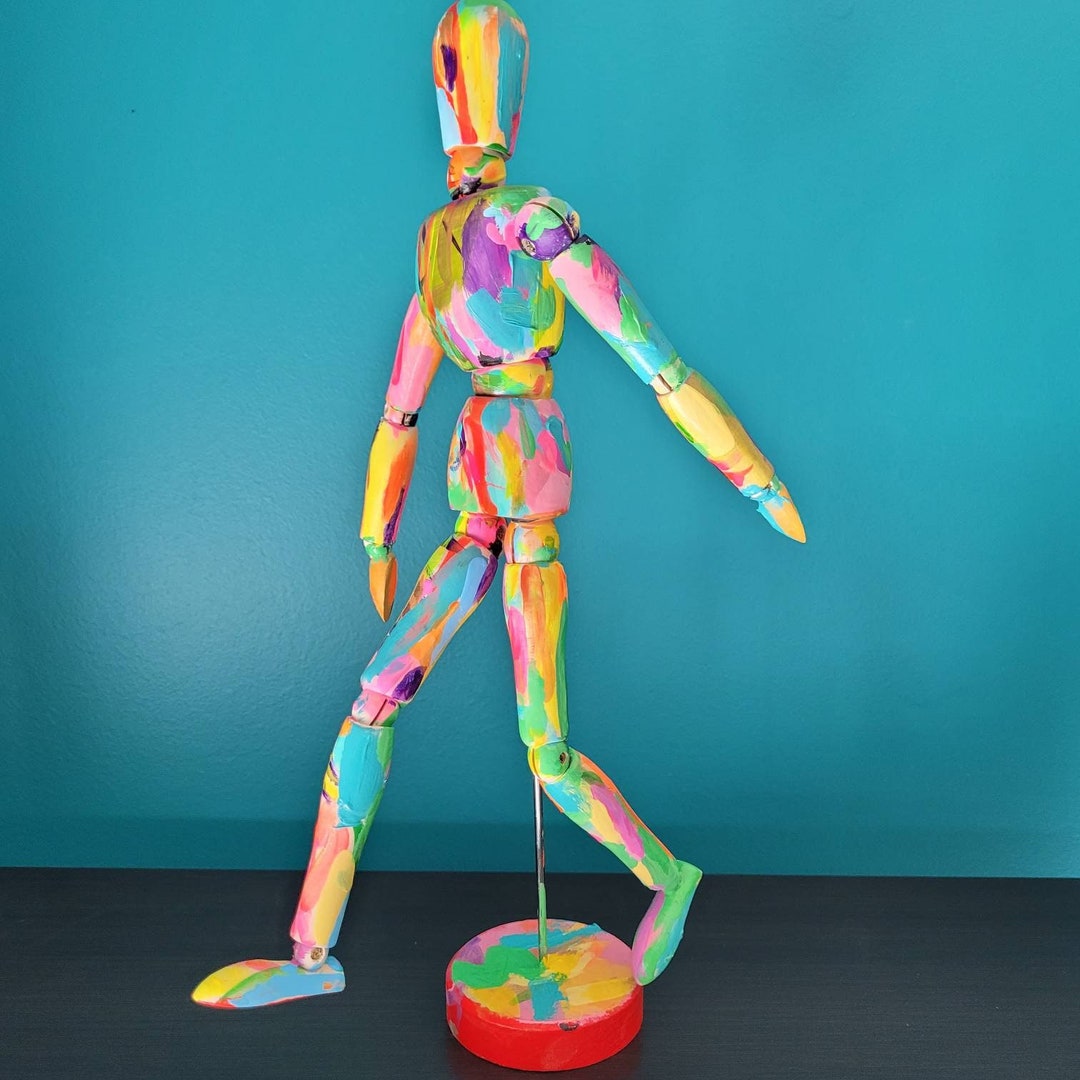 8 Inch Wooden Man, Artists Wooden, Rainbow Man, Jointed Mannequin ...