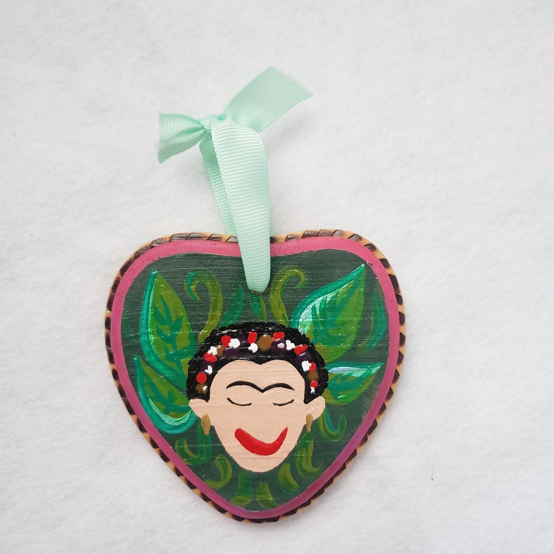 Frida Ornament Set, Frida Kahlo Ornaments, Wood Burned Ornament ...
