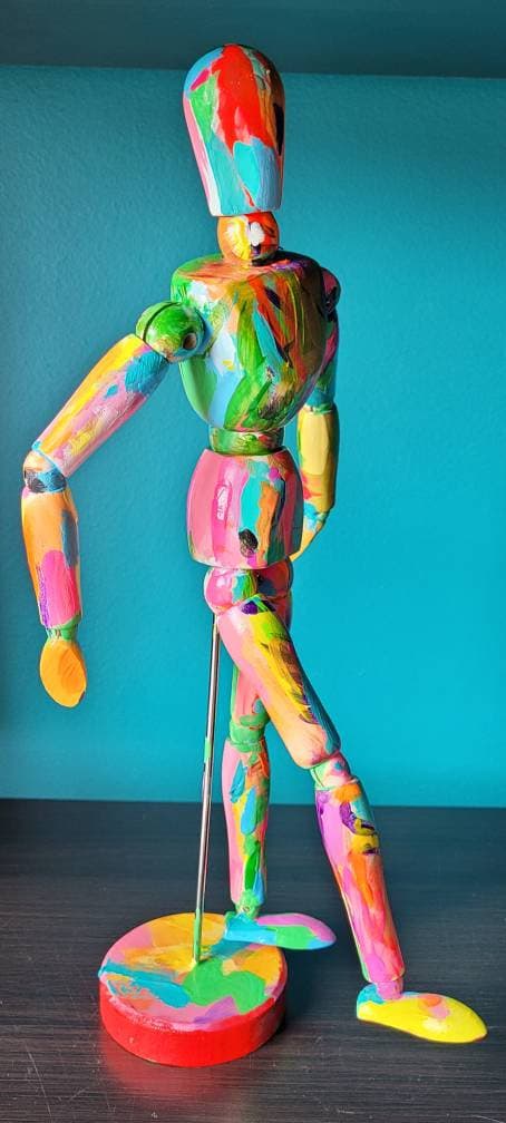 8 Inch Wooden Man, Artists Wooden, Rainbow Man, Jointed Mannequin ...