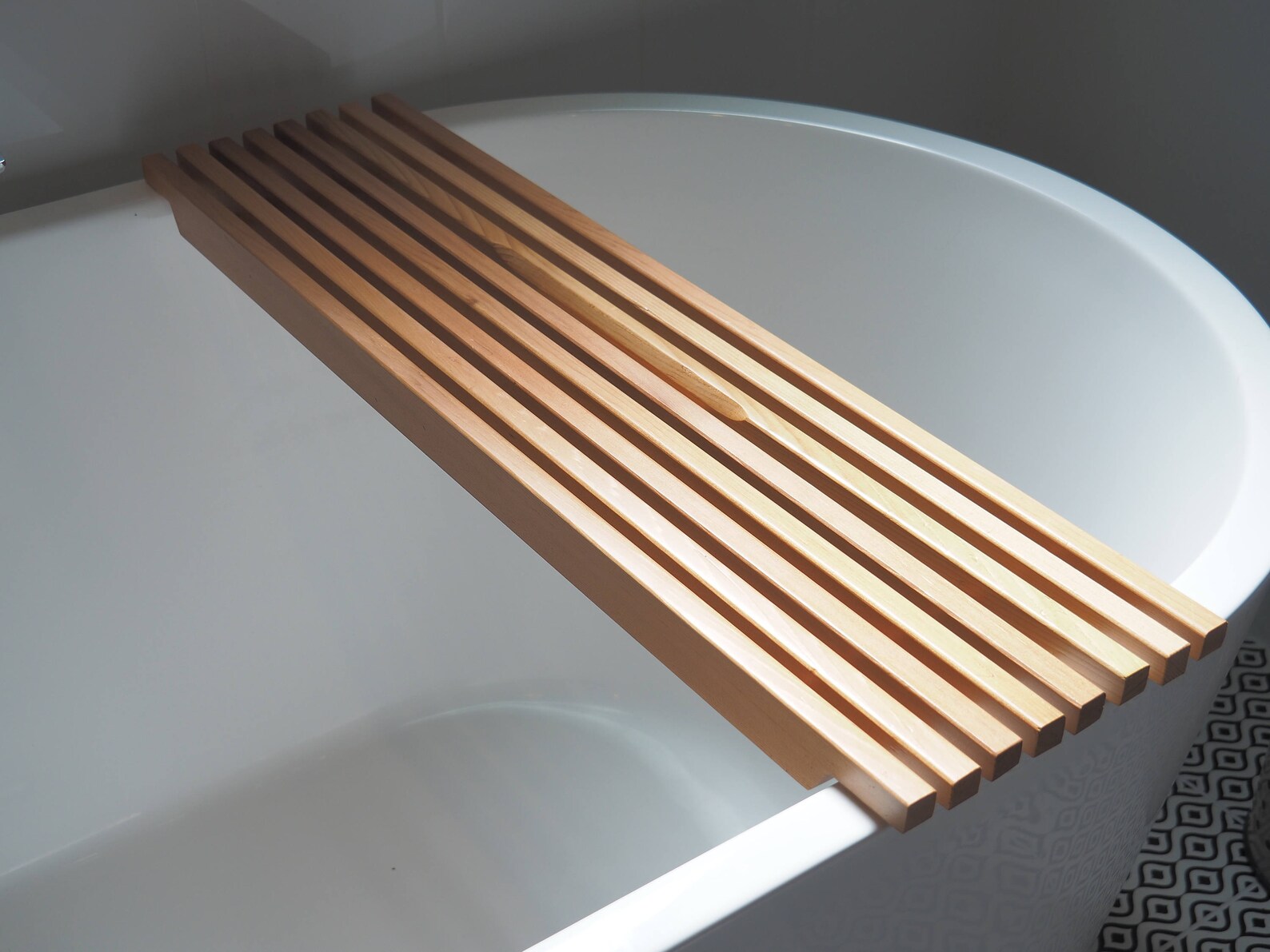 THE BRIGHTON - Timber Bath Caddy Storage Shelf, Tidy, Fits Free ...